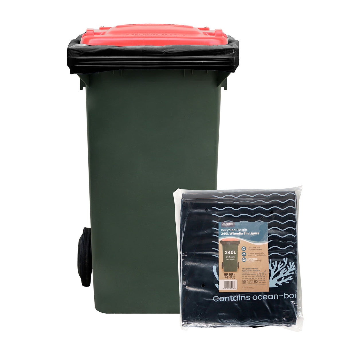 Ecopack 240L Recycled Wheelie Bin Liners | 25 Pack | Ecopack Australia