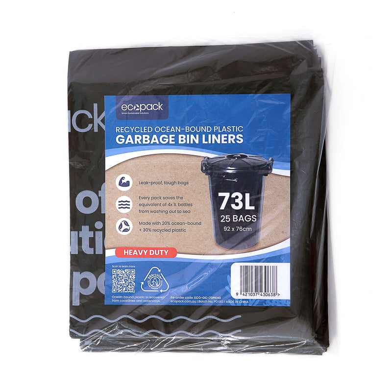 Ecopack 73L Recycled Garbage Bags Heavy Duty | Ocean Bound