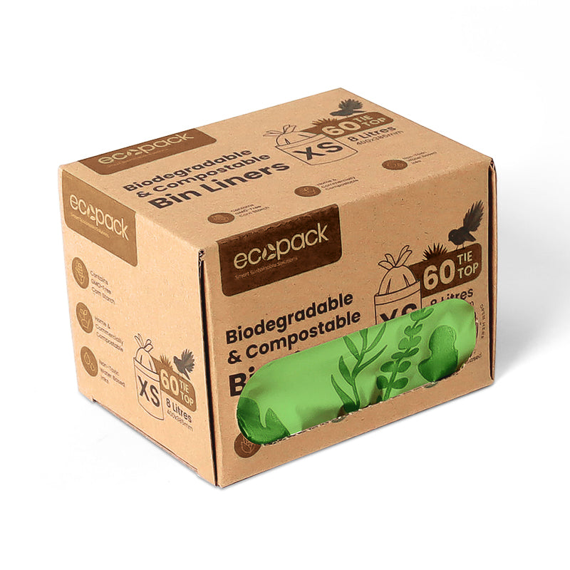 Ecopack 8L Compostable Bin Liners - Box Dispenser XS (1 Box/60 Bags)