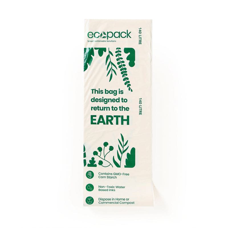 Ecopack 140L Compostable Wheelie Bin Bags (2 Rolls/10 Bags)