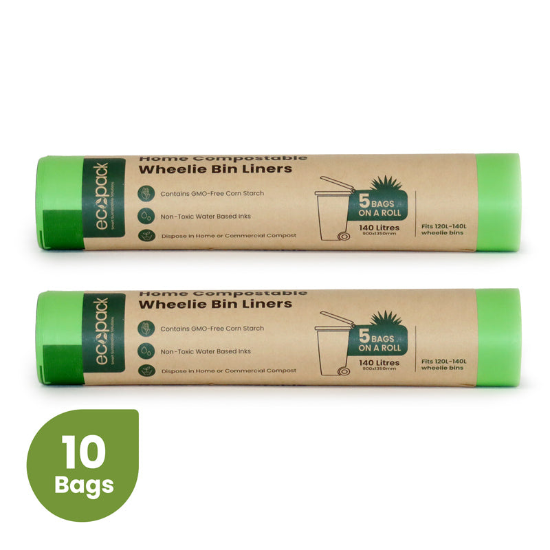 Ecopack 140L Compostable Wheelie Bin Bags (2 Rolls/10 Bags)