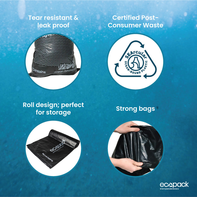 Ecopack 82L Recycled Garbage Bags Heavy Duty | Ocean Bound