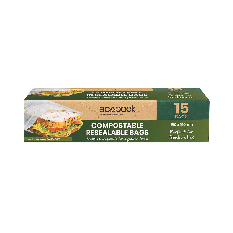 Resealable Compostable zip-lock Bags - Sandwich Size | Ecopack AU